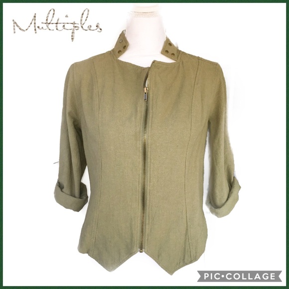Multiples | Jackets & Coats | Multiples Sage Green Zip Cotton Jacket ...